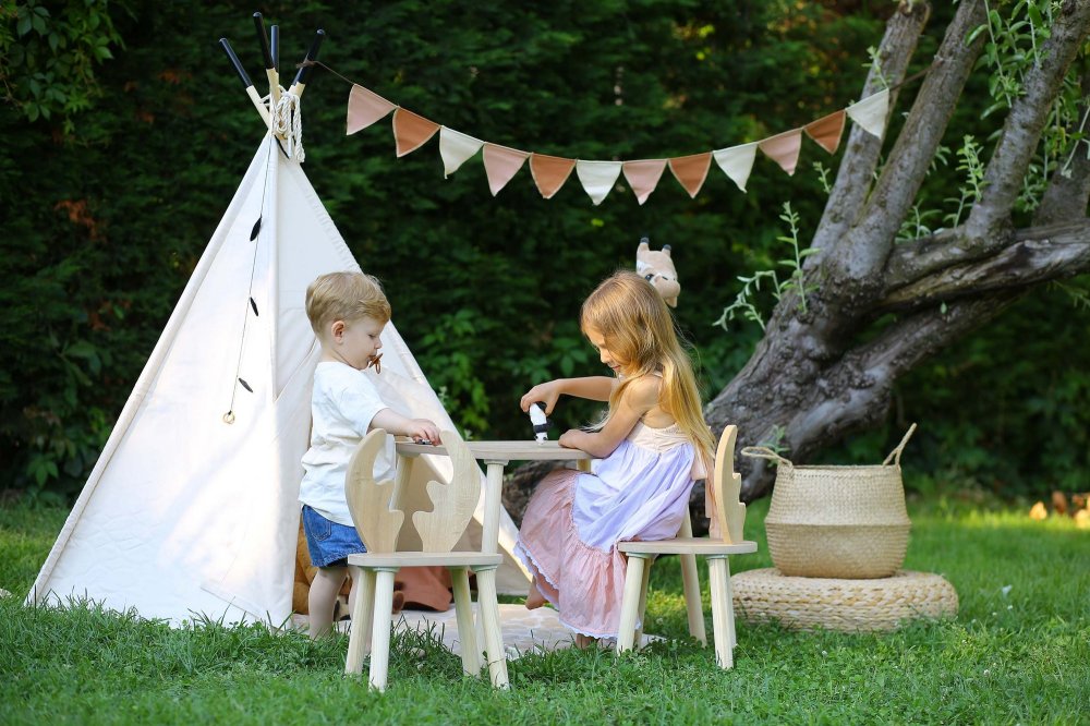 HANAH HOME DEČIJI STO I STOLICE DEER TWO CHAIR SET BROWN