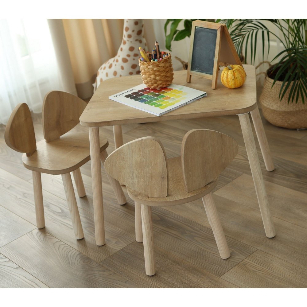 HANAH HOME DEČIJI STO I STOLICE MICKEY TWO CHAIR SET BROWN