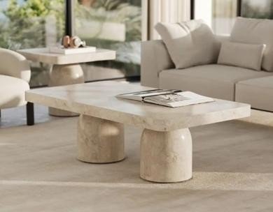 HANAH HOME STO ZA DNEVNU SOBU MERMER COFFEE TABLE 6 CREAM