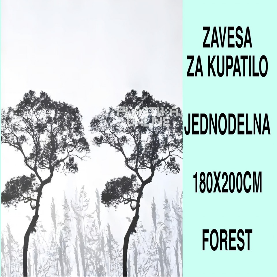 Jednodelna zavesa za kupatilo 180×200 cm FOREST