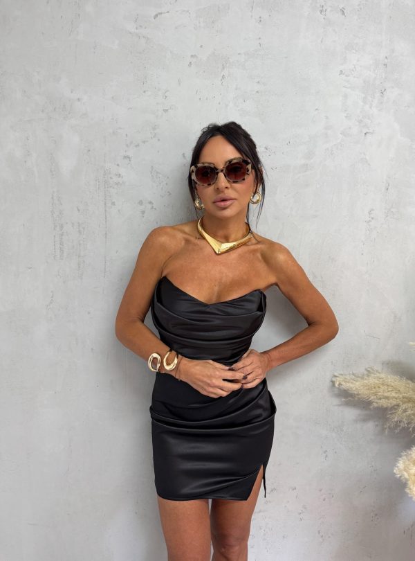 DINA BLACK mini satenska haljina
