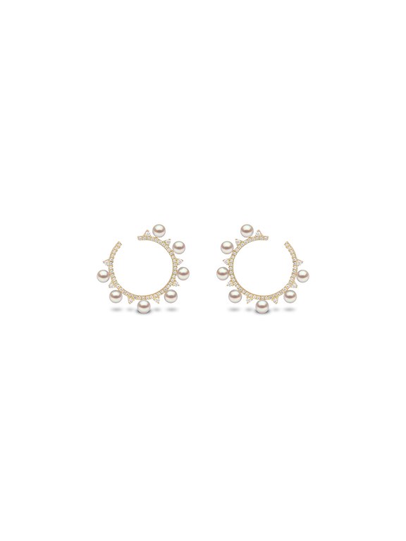 AKOYA PEARL AND DIAMOND EARRINGS IN 18CT YELLOW GOLD