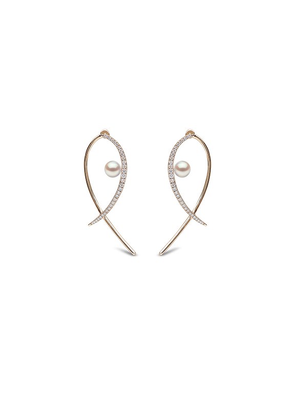 AKOYA PEARL AND DIAMOND EARRINGS IN 18CT YELLOW GOLD