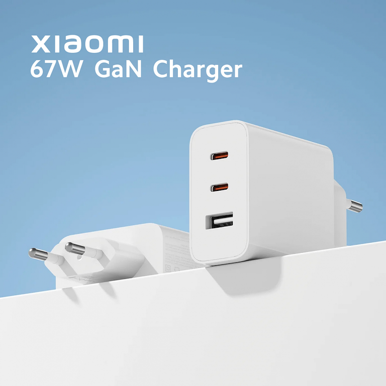 Kucni punjac Xiaomi GaN USB+2xPD 67W beli