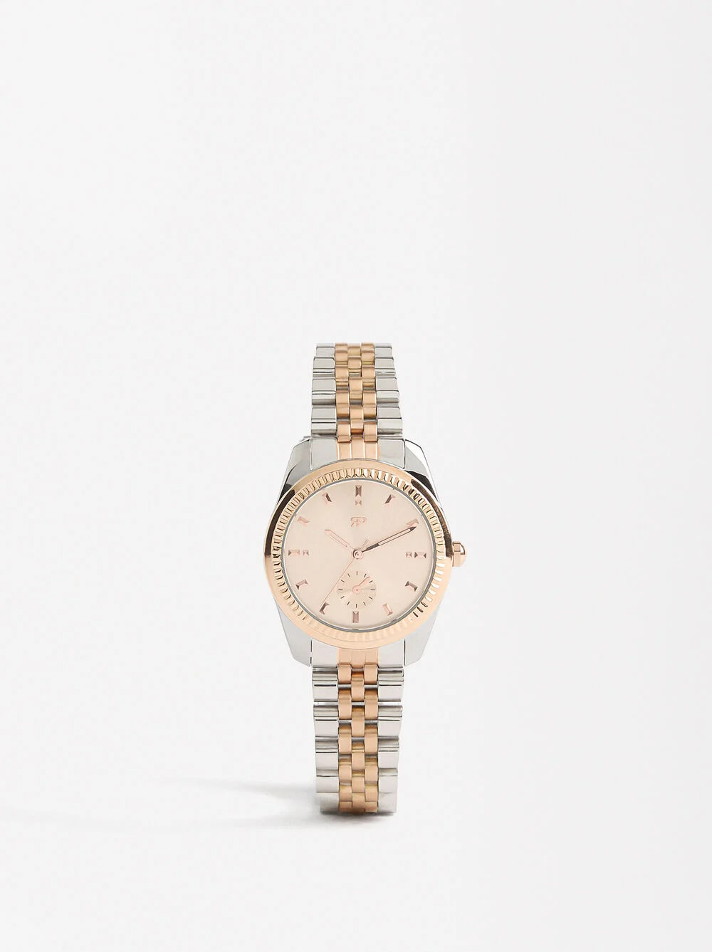 Watch with two-toned steel strap