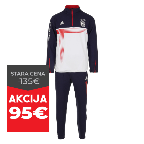 Ženska trenerka 1/4 zip PEAK SRB OKS teget/bela