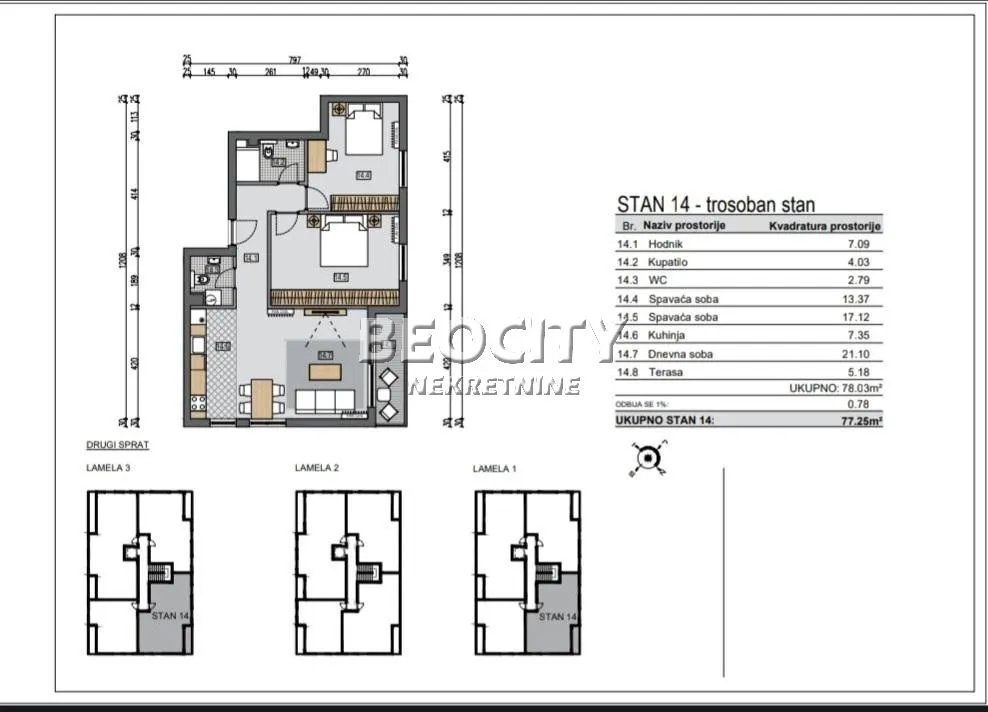 Prodaja, trosoban stan, 78m2, Cara Dušana, Novi Sad, Novi Sad