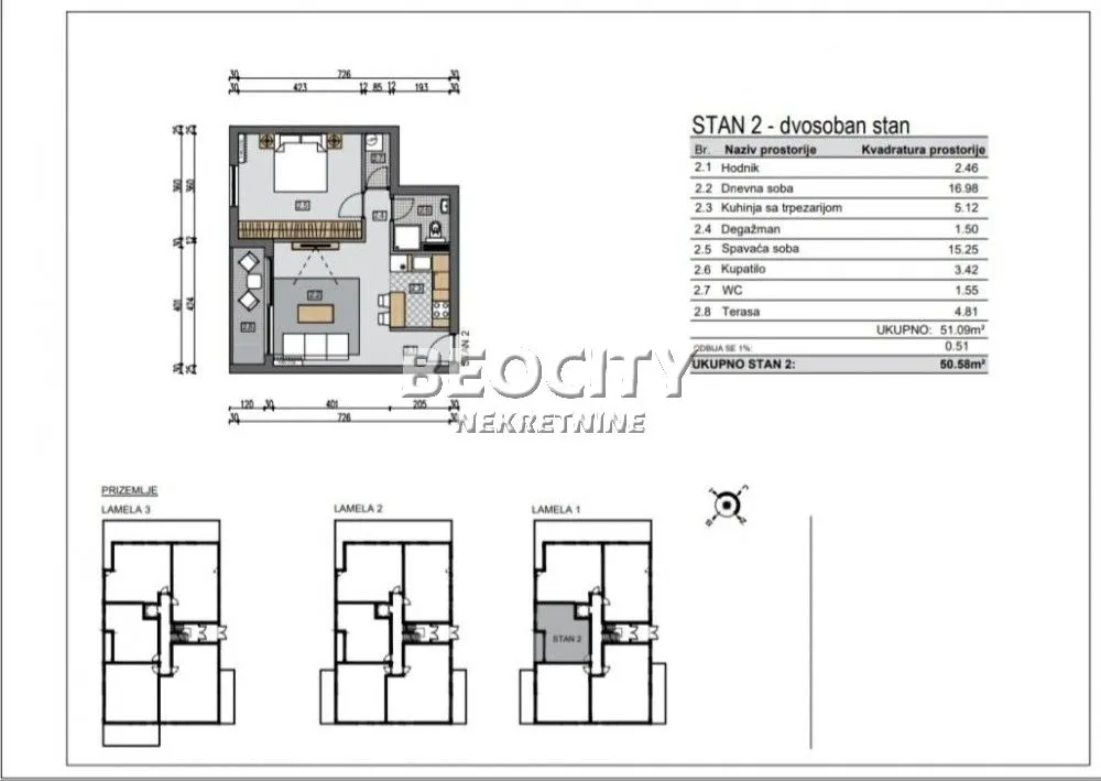 Prodaja, dvosoban stan, 51m2, Cara Dušana, Novi Sad, Novi Sad