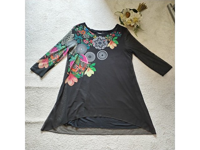 DESIGUAL crno cvetna bluza dug rukav
