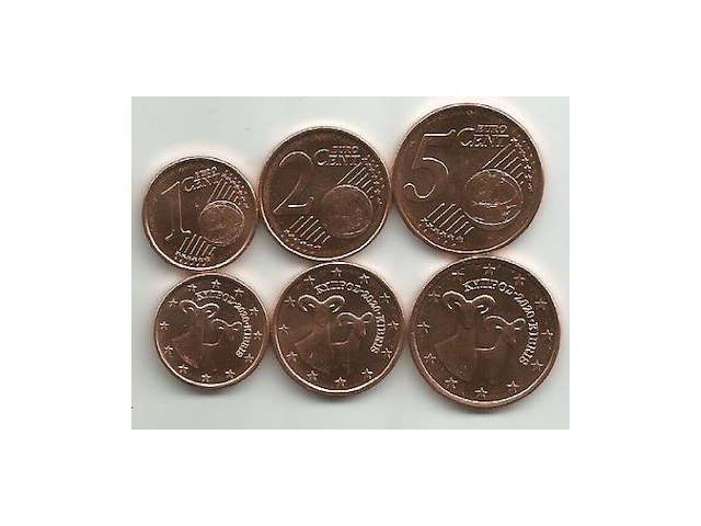 Kipar Cyprus 1 - 2 - 5 euro cent 2020. UNC