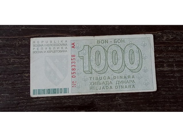 BOSNA 1000 DINARA 1992