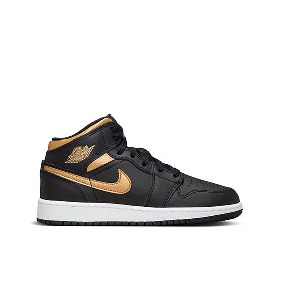 AIR JORDAN 1 MID 'BLACK/METALLIC GOLD' (GS)
