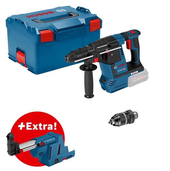 Bosch hamer bušilica GBH 18V-26 F Solo bez baterije i punjača + adapter za usisavanje GDE 18V-16 u L-Boxx 238 (061191000K)