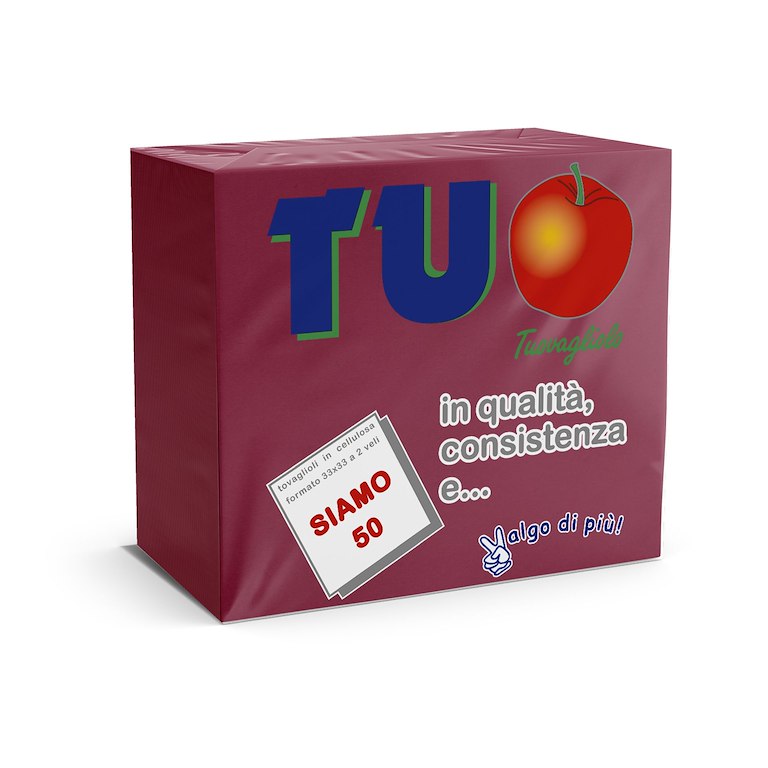 Salvete 33×33, dvoslojne, 50 komada, Bordo – TUO