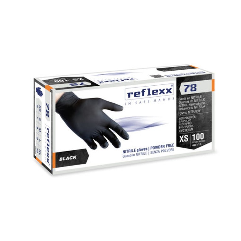 Nitril Rukavice bez pudera crne 100/1 – Reflexx