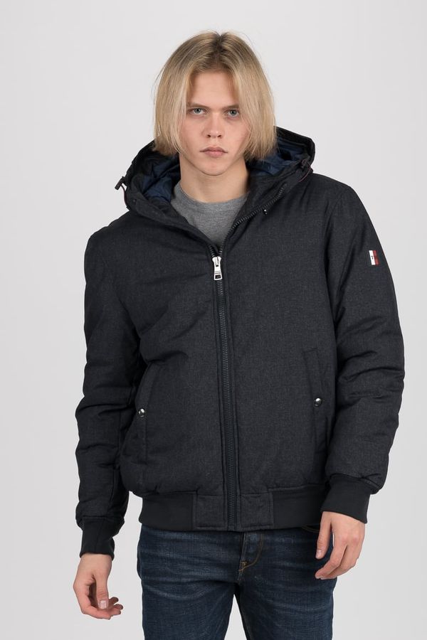 TOMMY HILFIGER JACKET - STRUCTURE HOODED BOMBER DARK BLUE
