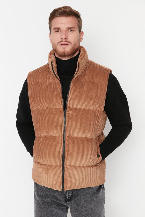 TRENDYOL CAMEL MEN'S REGULAR FIT WINTER VELVET VEST