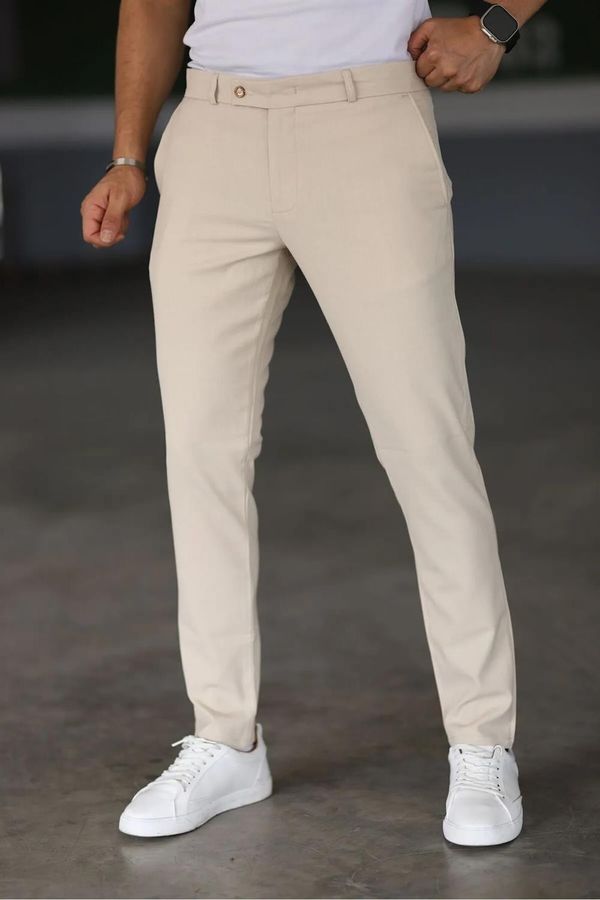 47676 DEWBERRY ITALIAN CUT ELASTIC FABRIC MENS TROUSERS-KREM