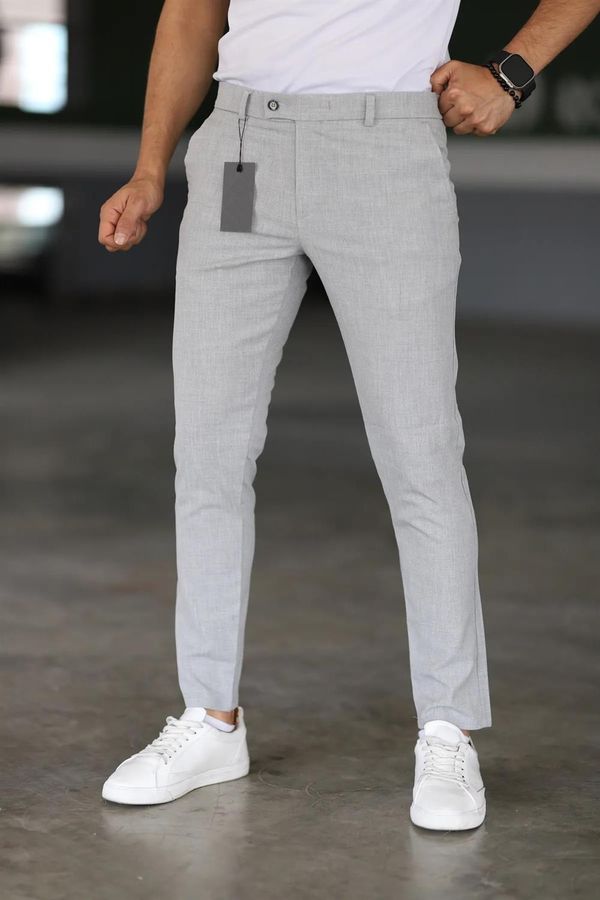 47676 DEWBERRY ITALIAN CUT ELASTIC FABRIC MENS TROUSERS-GREY