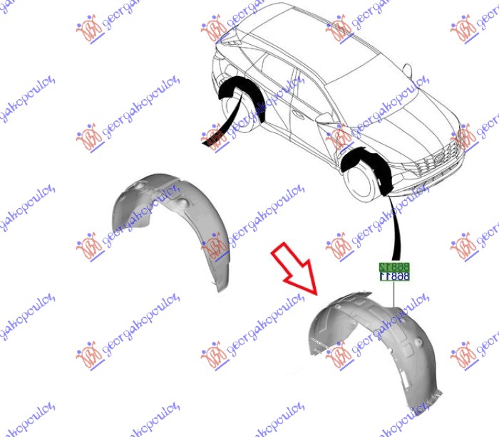 POTKRILO Desna str. HYUNDAI TUCSON (2020-) (OEM: 86812-N7000, 86812-N7000-PFM, 86812-N9000)