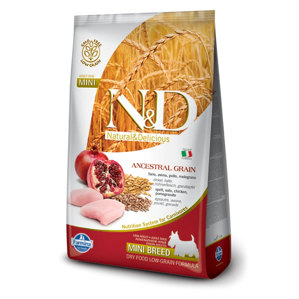 N&D Ancestral Grain hrana za pse Adult Mini - Piletina i nar 7kg