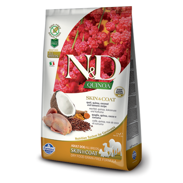 N&D Quinoa hrana za pse Medium&Maxi Skin&Coat - Quail 2.5kg