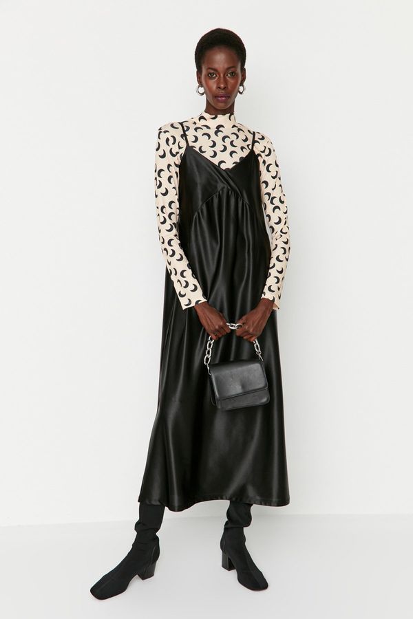 TRENDYOL BLACK KNITTED BLOUSE- SATIN DRESS 2-PIECE SUIT