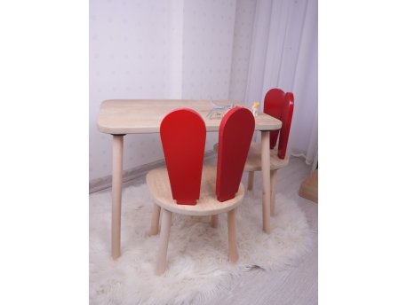 HANAH HOME Dečiji sto i stolice Bunny Two Chair Set Red Brown