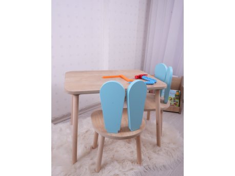 HANAH HOME Dečiji sto i stolice Bunny Two Chair Set Baby Blue Brown