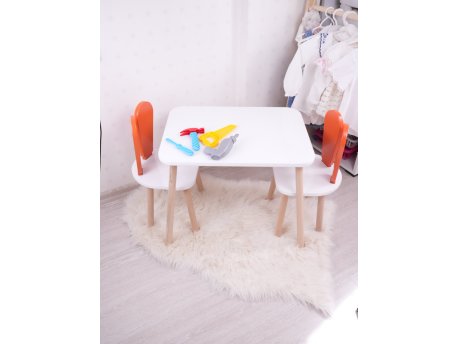 HANAH HOME Dečiji sto i stolica Bunny One Chair Set Orange White