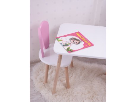 HANAH HOME Dečiji sto i stolica Bunny One Chair Set Pink White