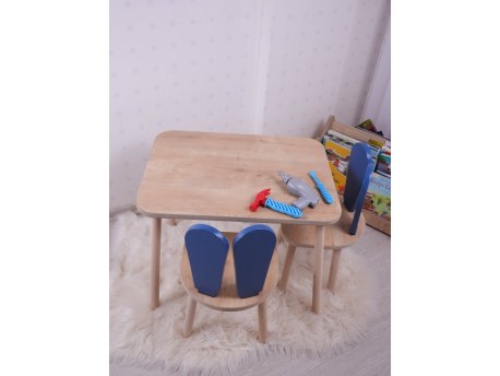 HANAH HOME Dečiji sto i stolice Bunny Two Chair Set Blue Brown