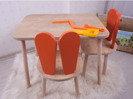 HANAH HOME Dečiji sto i stolice Bunny Two Chair Set Orange Brown