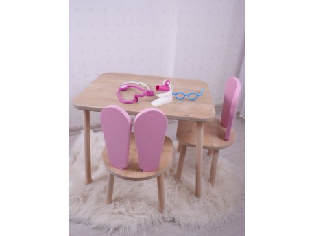 HANAH HOME Dečiji sto i stolice Bunny Two Chair Set Pink Brown