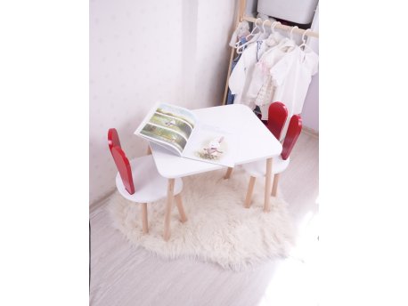 HANAH HOME Dečiji sto i stolice Bunny Two Chair Set Red White