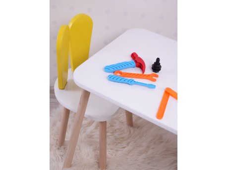 HANAH HOME Dečiji sto i stolica Bunny One Chair Set Yellow White