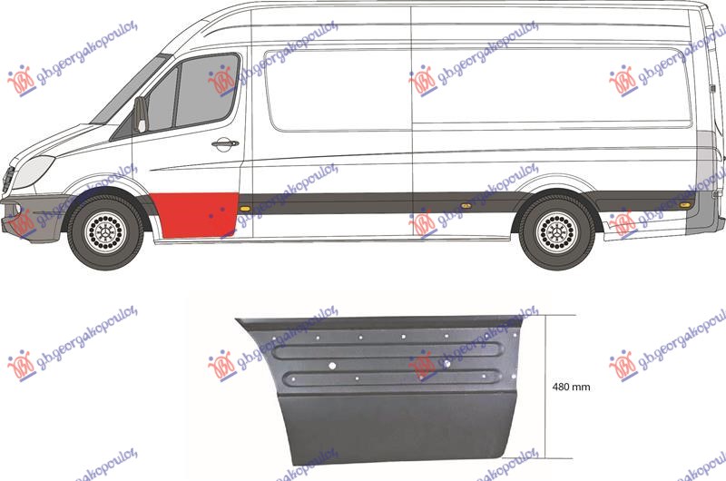 OPLATA PREDNJIH VRATA DONJA (47cm) Desna str. MERCEDES SPRINTER (208/408) (2006-2013) (OEM: underfined)