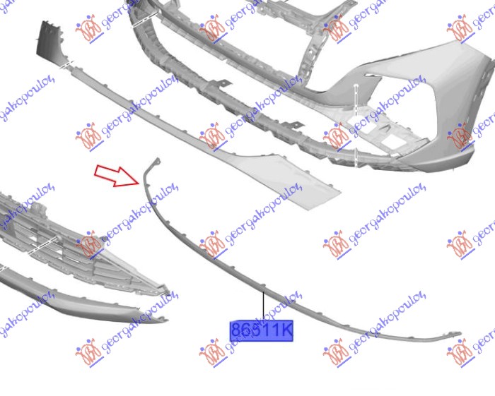 SPOJLER PREDNJEG BRANIKA (O) HYUNDAI TUCSON (2020-) (OEM: 86569-N9000, 86569N9000, 86591-N7000)