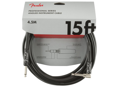 Fender PRIBOR Professional Series Straight to Right Angle Instrument Cable - 15 foot Black