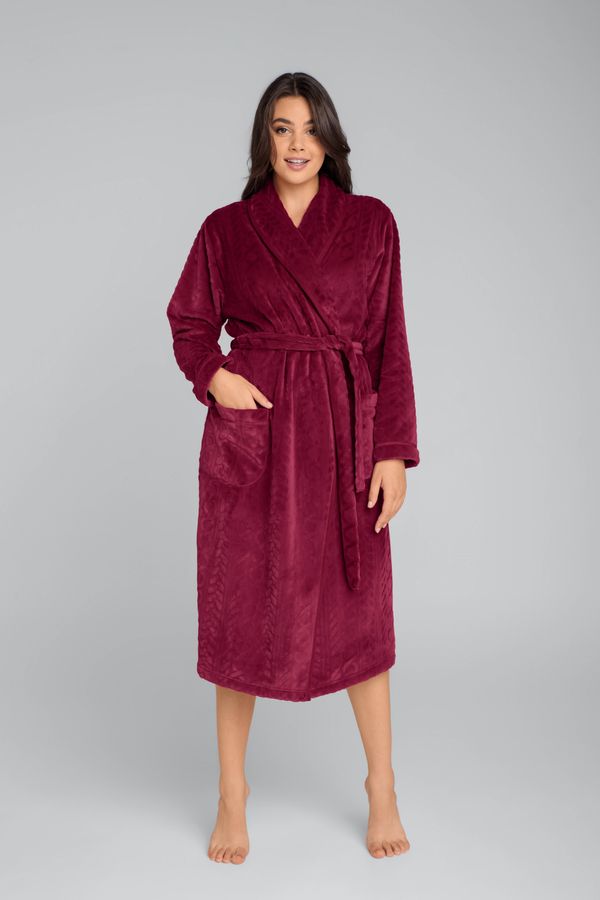 BONA WOMEN'S LONG-SLEEVED ROBE - WINE