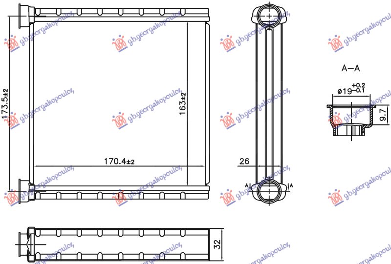 GREJAC KABINE BENZIN/DIZEL (163x170x26) VW GOLF SPORTSVAN (2014-2018) (OEM: 5WA819031)