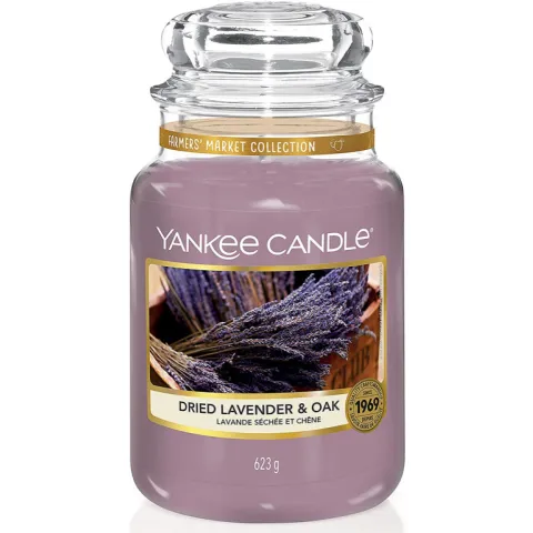 Dried Lavender & Oak - Yankee Candle mirisna sveća L (lavanda, hrastovo lišće, mahovina)