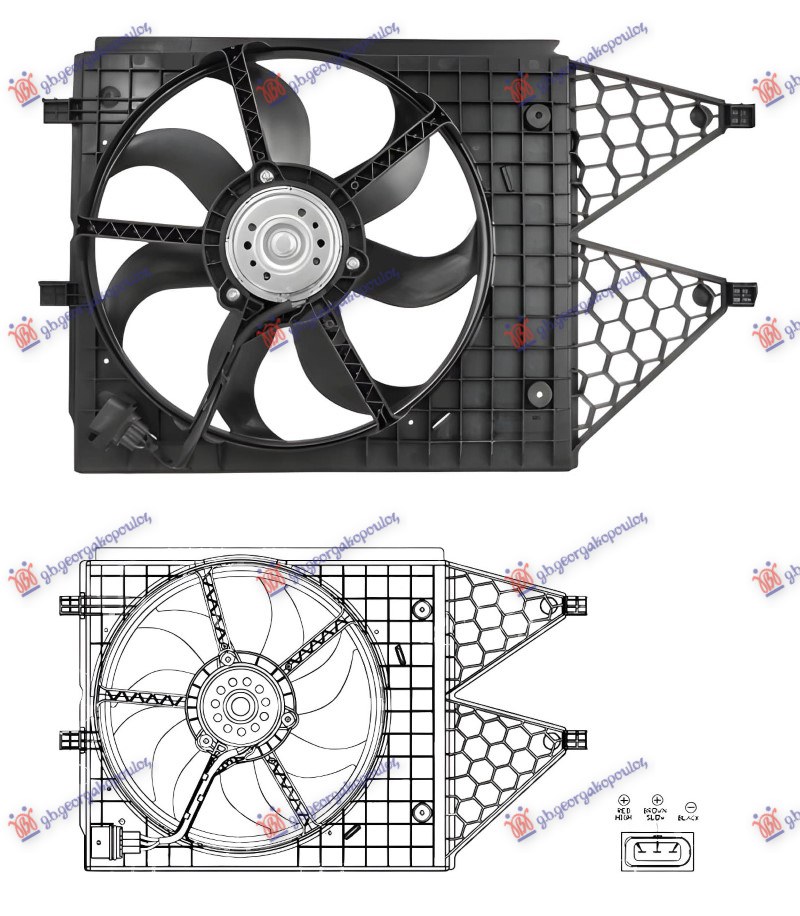 VENTILATOR KOMPLET 1.2/1.4/1.6 BENZIN – 1.6/1.9 DIZEL AUDI A1 (2014-) (OEM: 6R0121207A, 6R0121207Q)