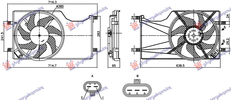 VENTILATOR KOMPLET 1.3 DIZEL – 1.0/1.4 BENZIN OPEL CORSA E (2015-) (OEM: 39059783)