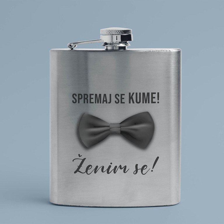 Štampana pljoska – Spremaj se kume – personalizovani poklon