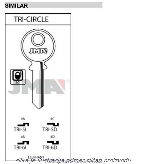 Ključ tri-5d jmastr133 tri circle elephante33 nenarezan sve 1