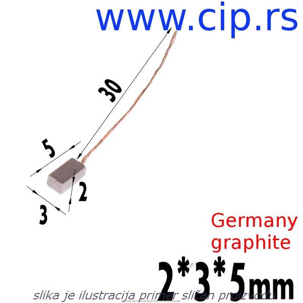 ČETKICA 2X3X5 6 S8F21 ZA ZUBARSKE MAŠINE BEZ OPRUGE M NEMAČKI GRAFIT M