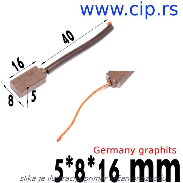 Četkica 5x8x16 cu s9f2 bakarisana p37 alternator iskra nemački grafit