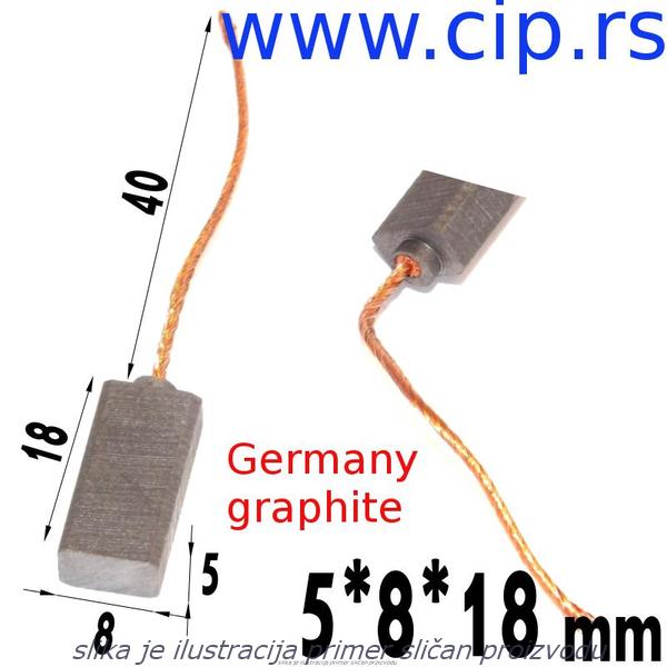 ČETKICA 5X8X18 M01-04 R04 ISKRA KZ55 OPRUGA POSEBNO NEMAČKI GRAFIT SRM