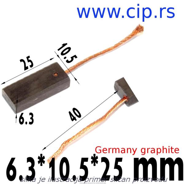 ČETKICA 6.3X10.5X25 P105 B22 NEMAČKI GRAFIT CENA JE ZA 1 KOMAD